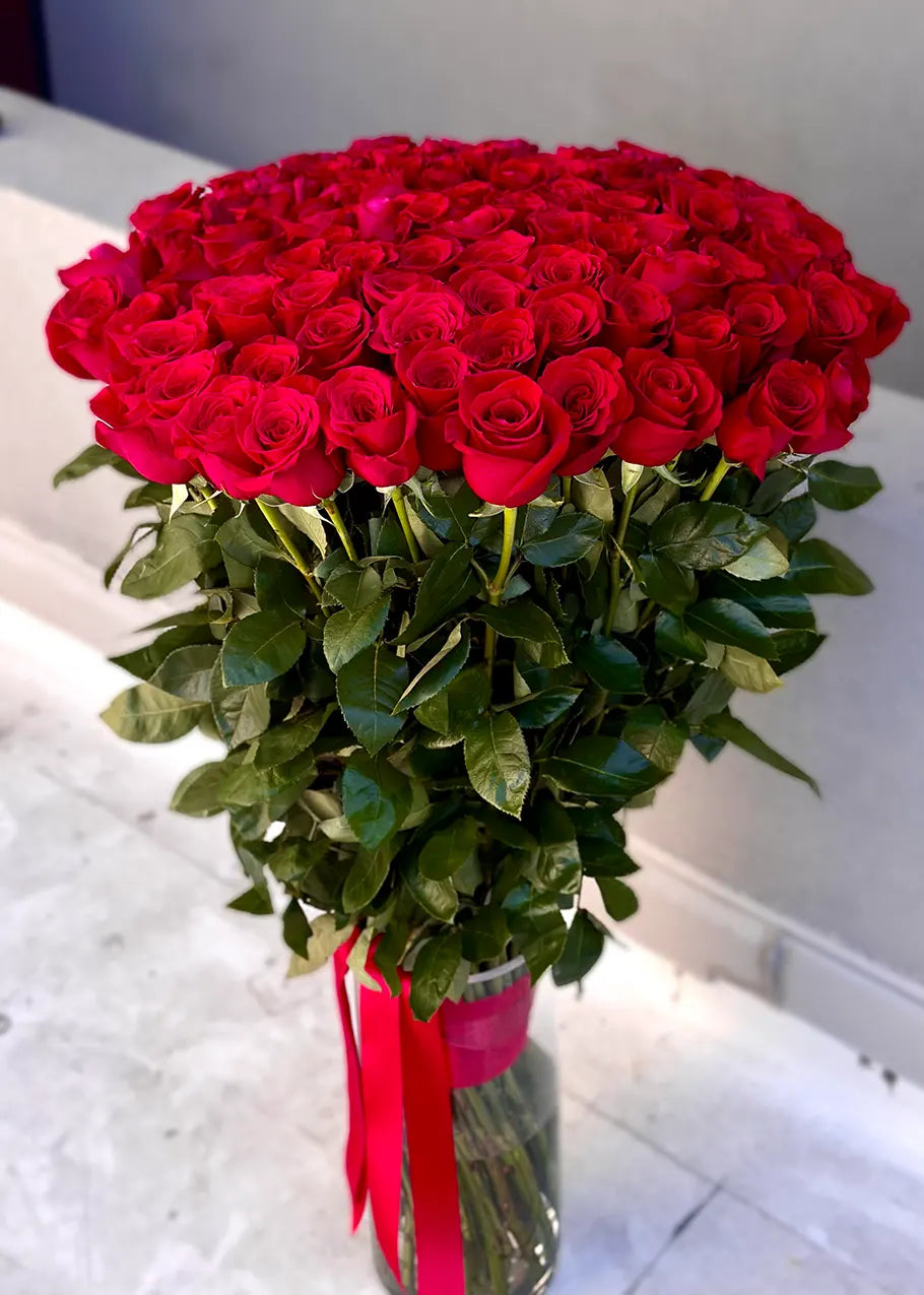 NO. 8. Bouquet of Gorgeous 100 Red Roses – Cherry Blossom | Flowers ...