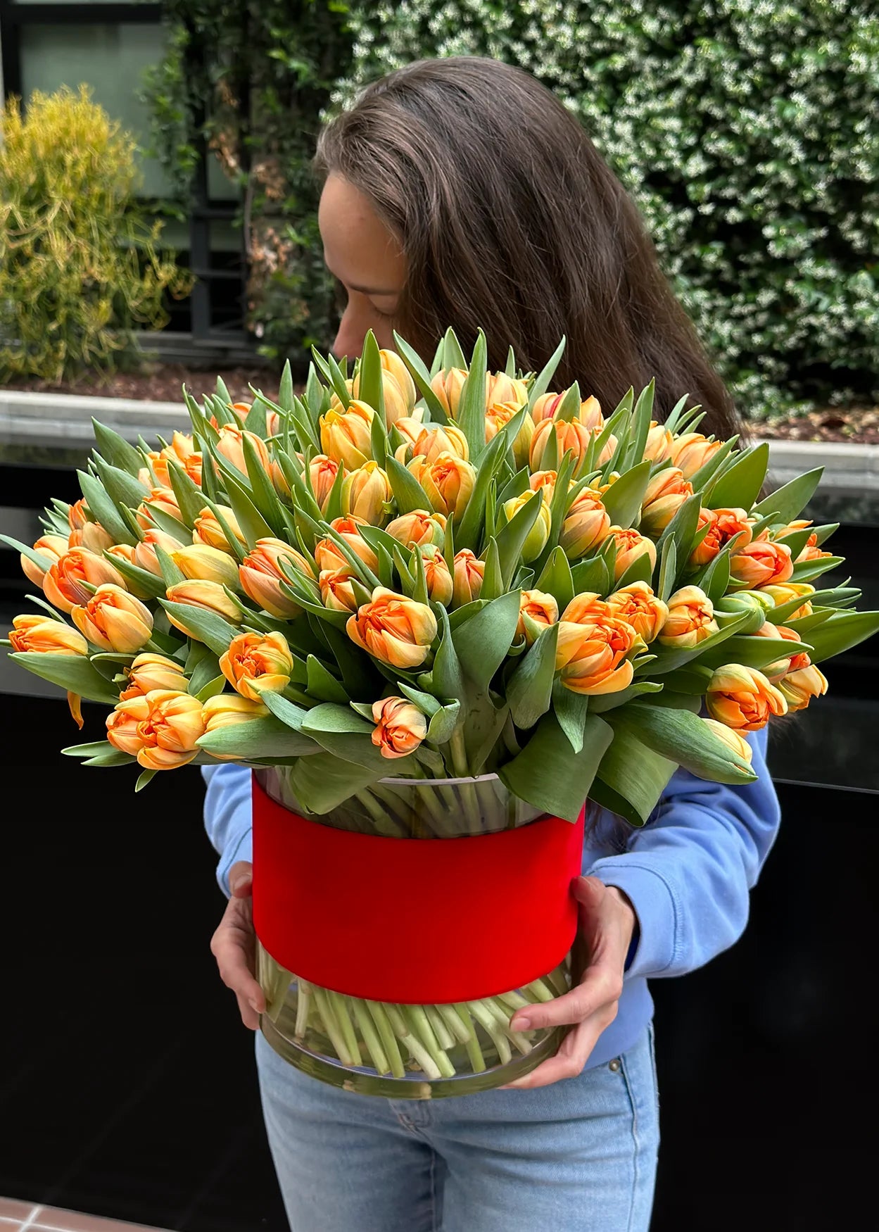 NO. 93. Gorgeous 130 Orange Tulips | Cherry Blossom | Flowers Delivery ...