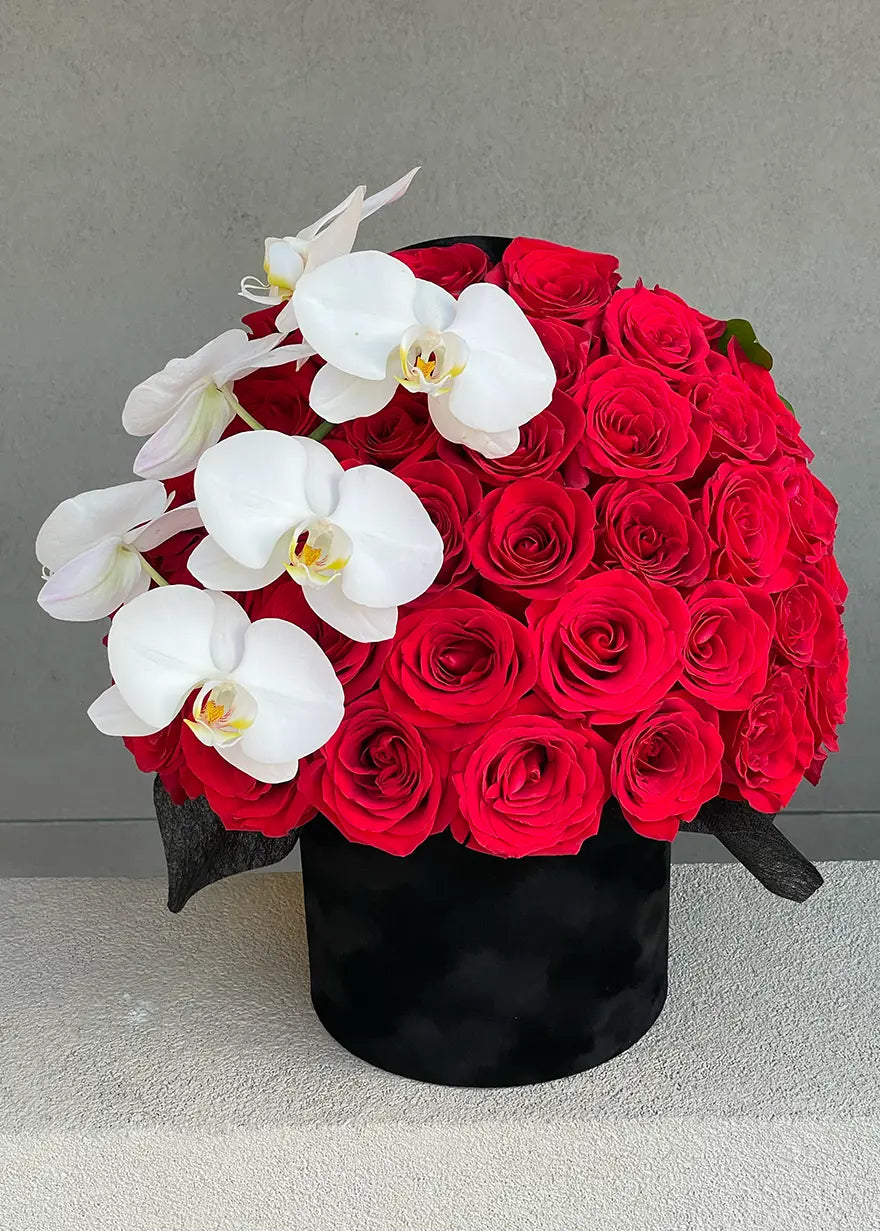 NO. 21. Red Roses with Orchid | Cherry Blossom | Flowers Delivery in LA
