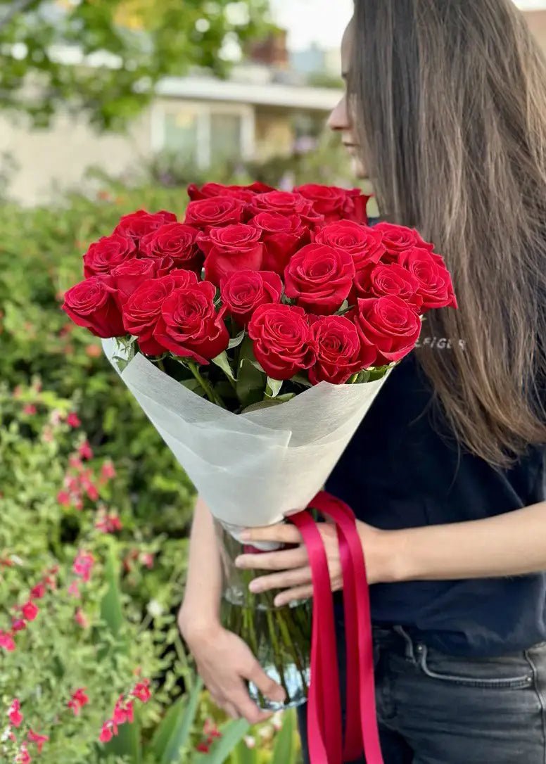 NO. 27. Bouquet Of 25 Roses | Cherry Blossom | Flowers Delivery in LA